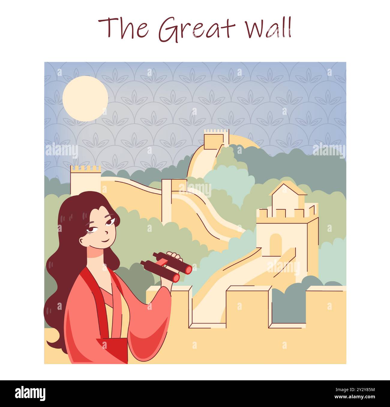 Great Wall of China. Chinese famous landmark with watchtowers ...