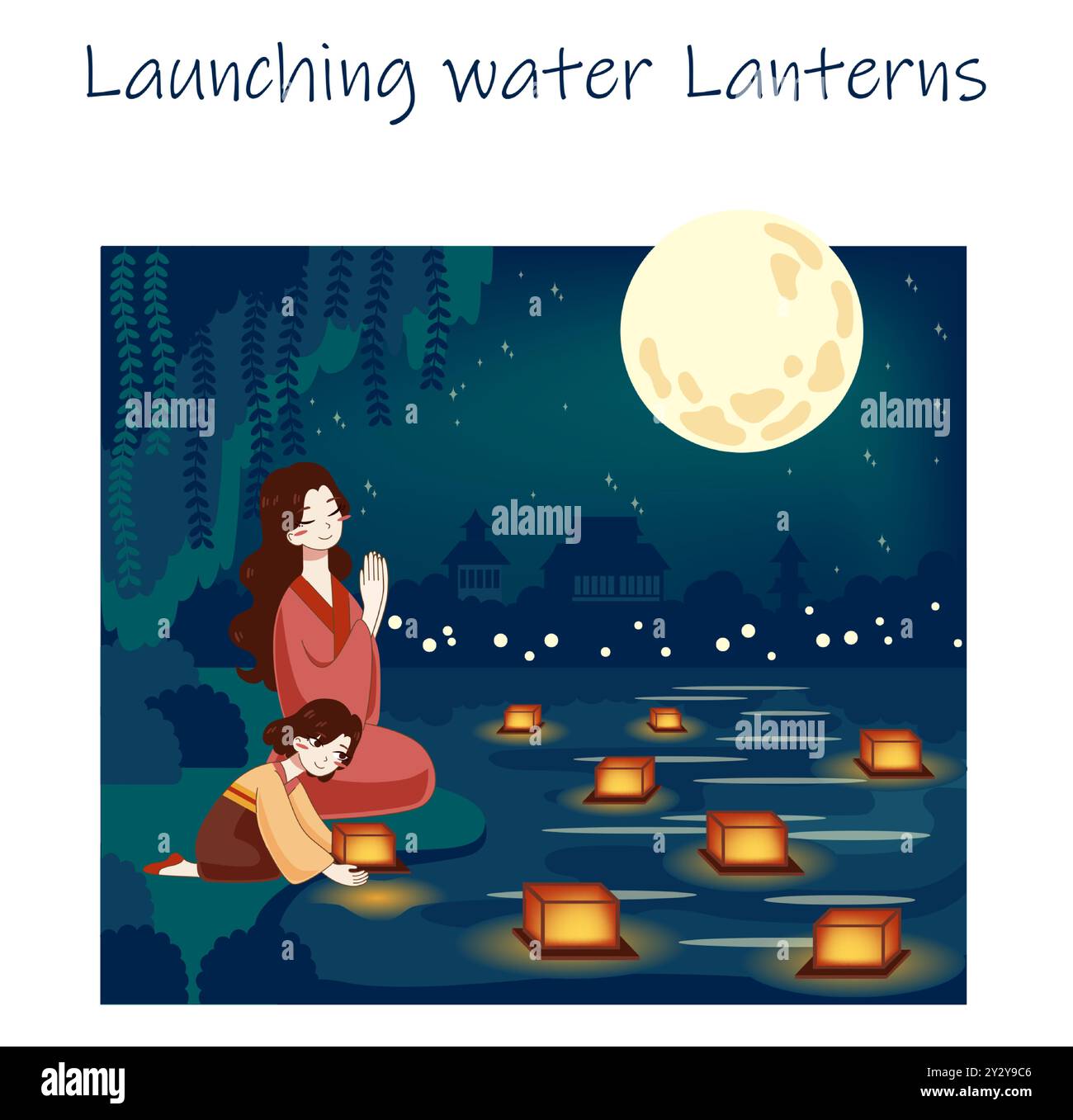 Traditional chinese fest set. Mid-Autumn festival, moon festival or ...