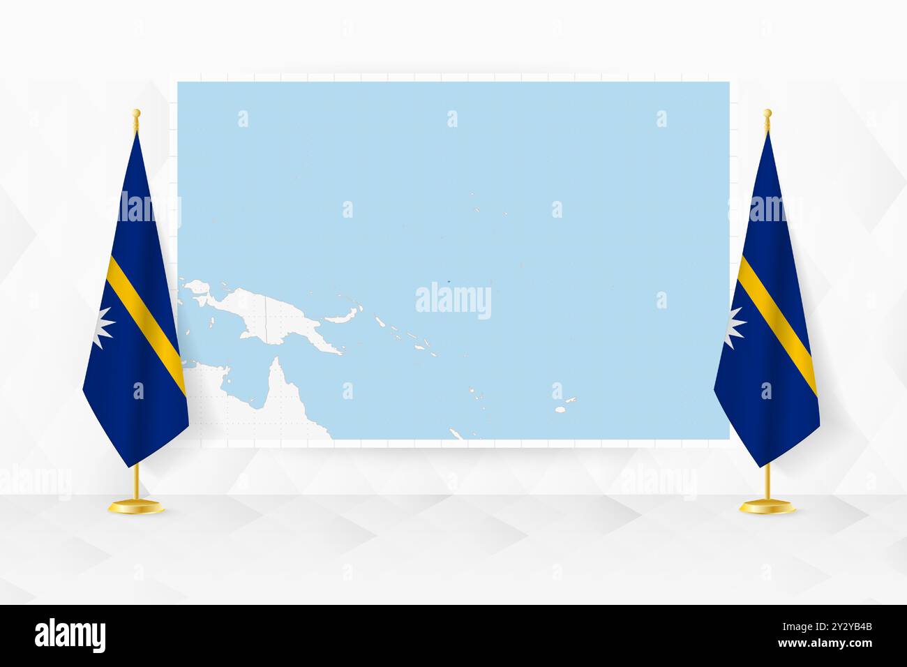 Map of Nauru and flags of Nauru on flag stand. Vector illustration for ...