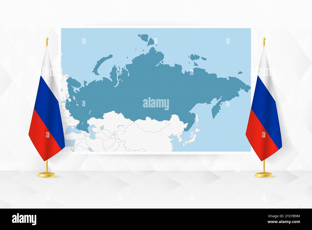 Map of Russia and flags of Russia on flag stand. Vector illustration ...