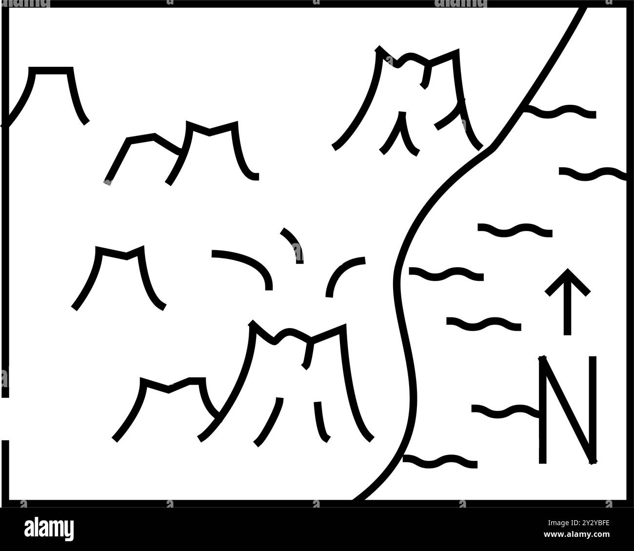 volcano map line icon vector illustration black Stock Vector Image ...