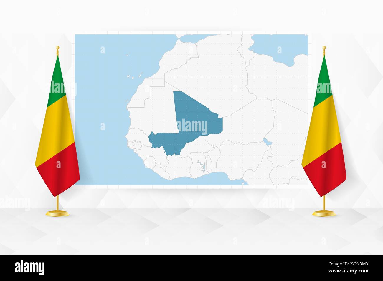 Map of Mali and flags of Mali on flag stand. Vector illustration for diplomacy meeting Stock ...