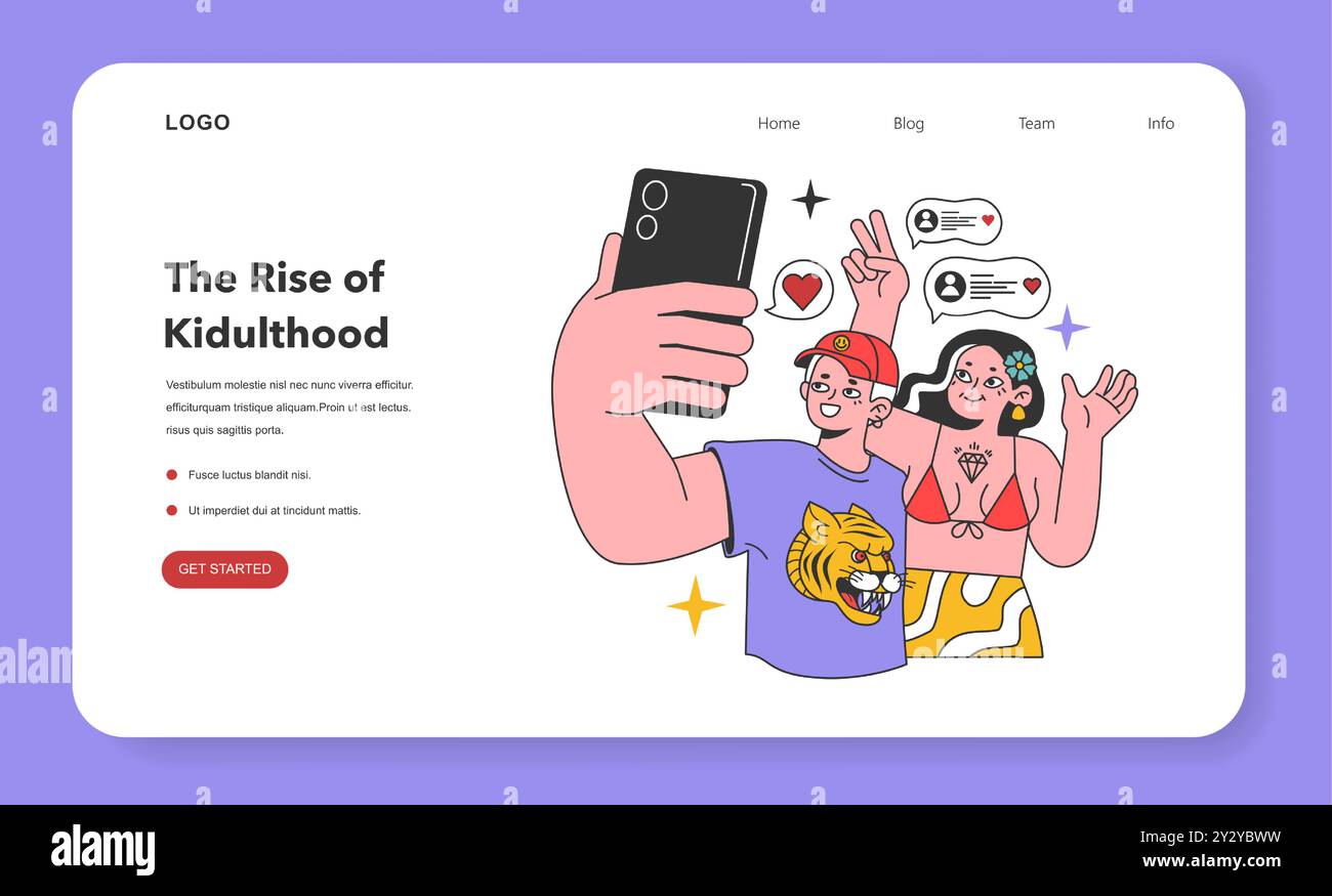 Kidult web banner or landing page. People keeping their childhood ...