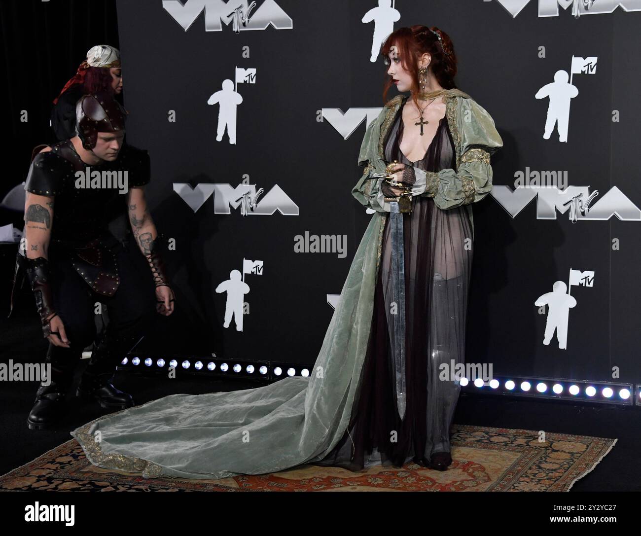 EDS NOTE: NUDITY - Chappell Roan arrives at the MTV Video Music Awards ...