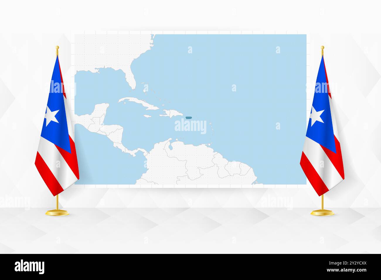 Map of Puerto Rico and flags of Puerto Rico on flag stand. Vector ...