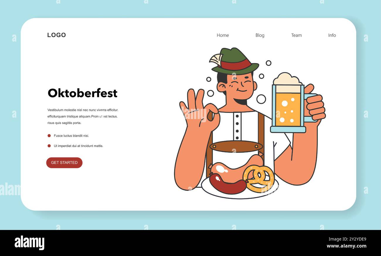 Oktoberfest festival web banner or landing page. Cheerful Bavarian pub ...