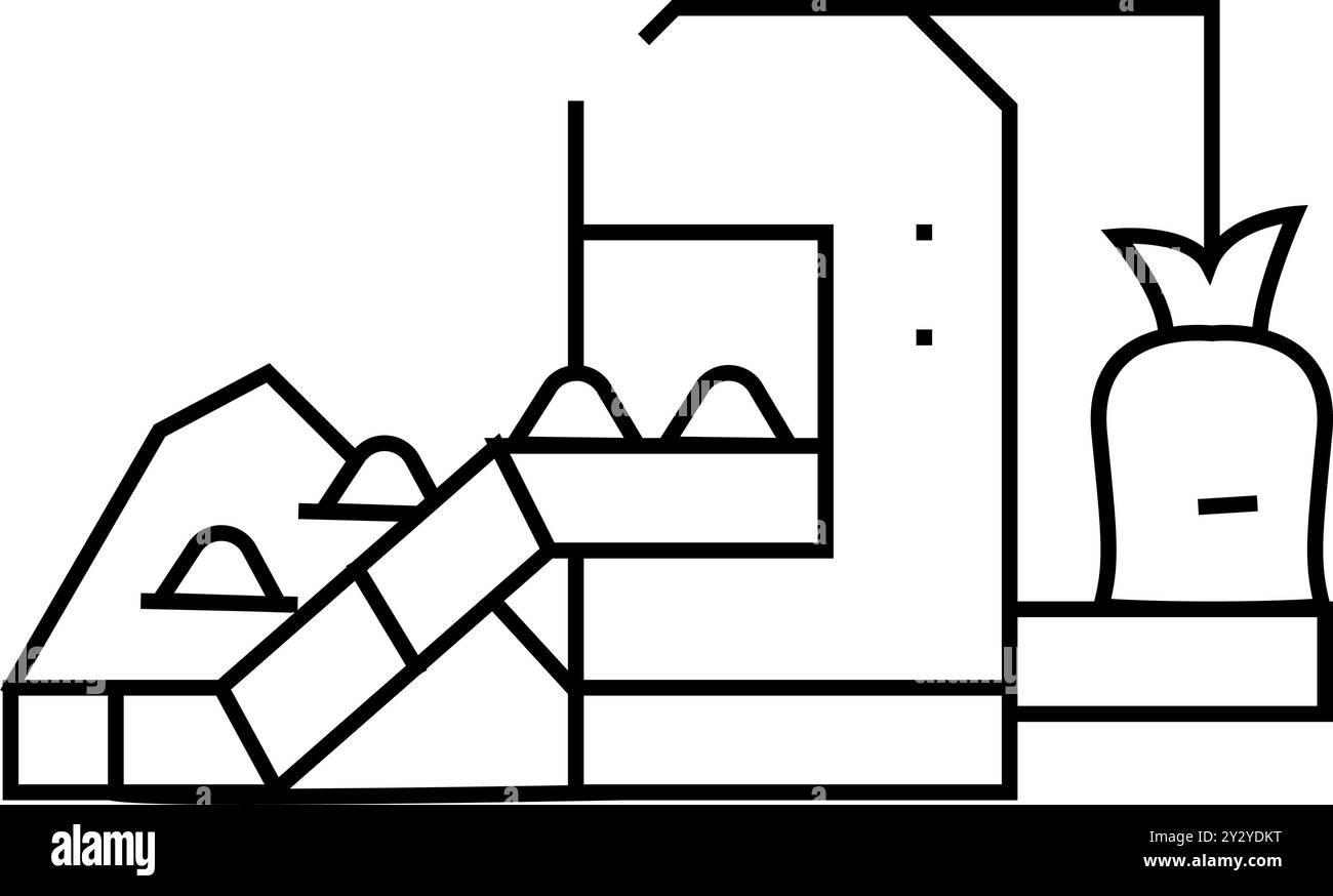 industrial packaging of compost line icon vector illustration Stock ...