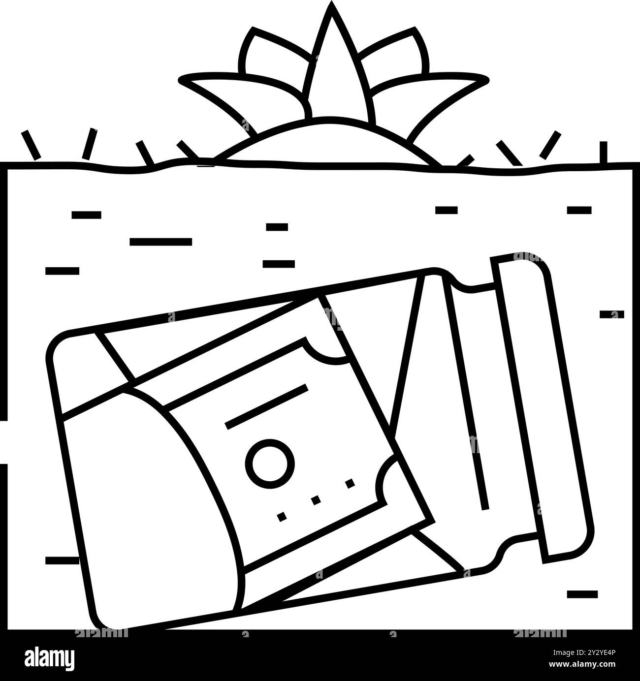 money buried in garden line icon vector illustration Stock Vector Image ...