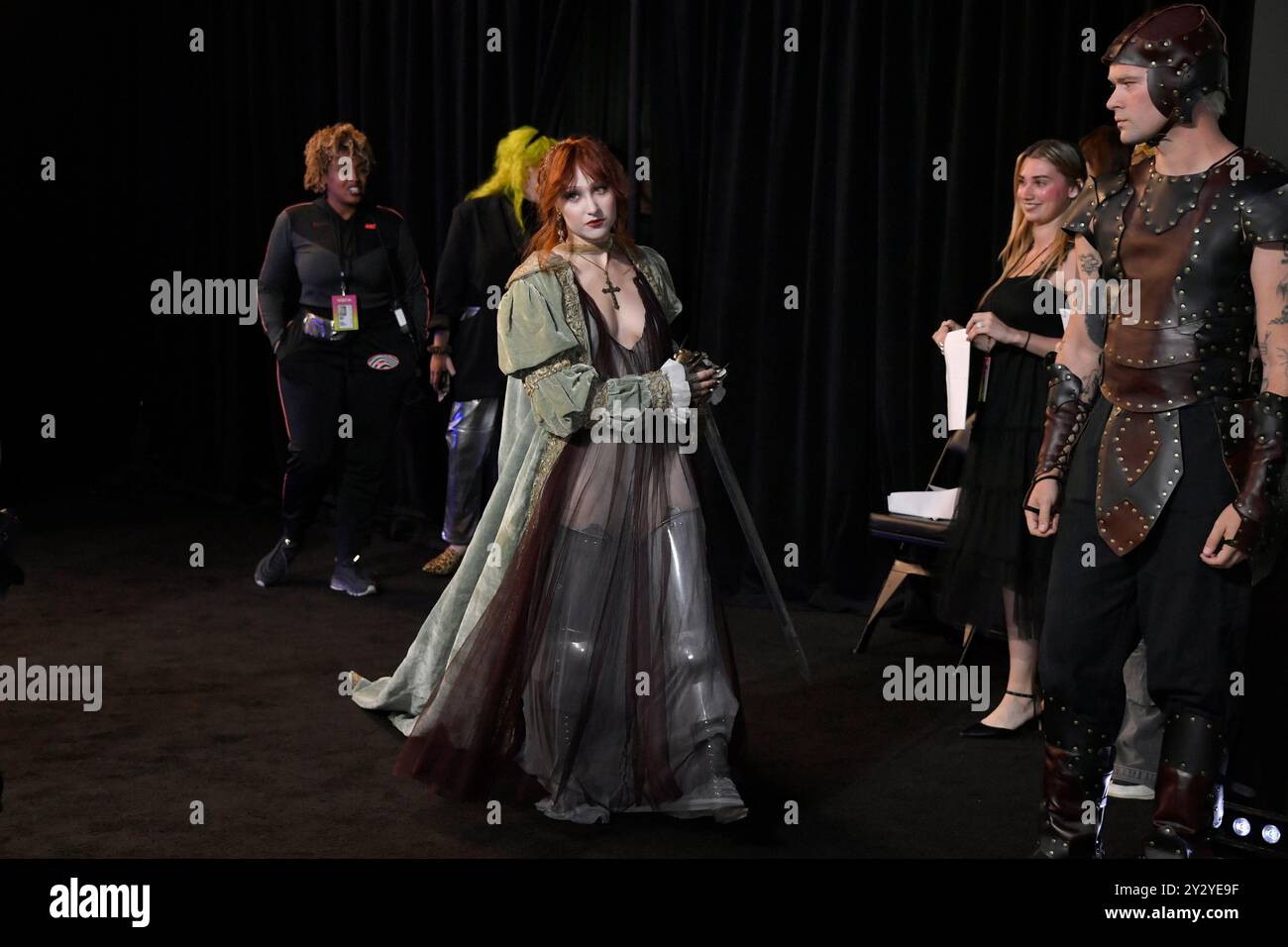 EDS NOTE: NUDITY - Chappell Roan arrives at the MTV Video Music Awards ...