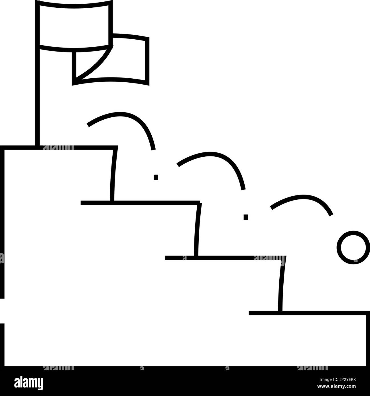 ball falling on stairs line icon vector illustration Stock Vector Image ...