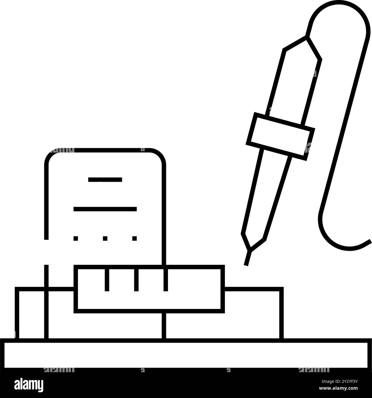 soldering, assembly from radio parts line icon vector illustration ...