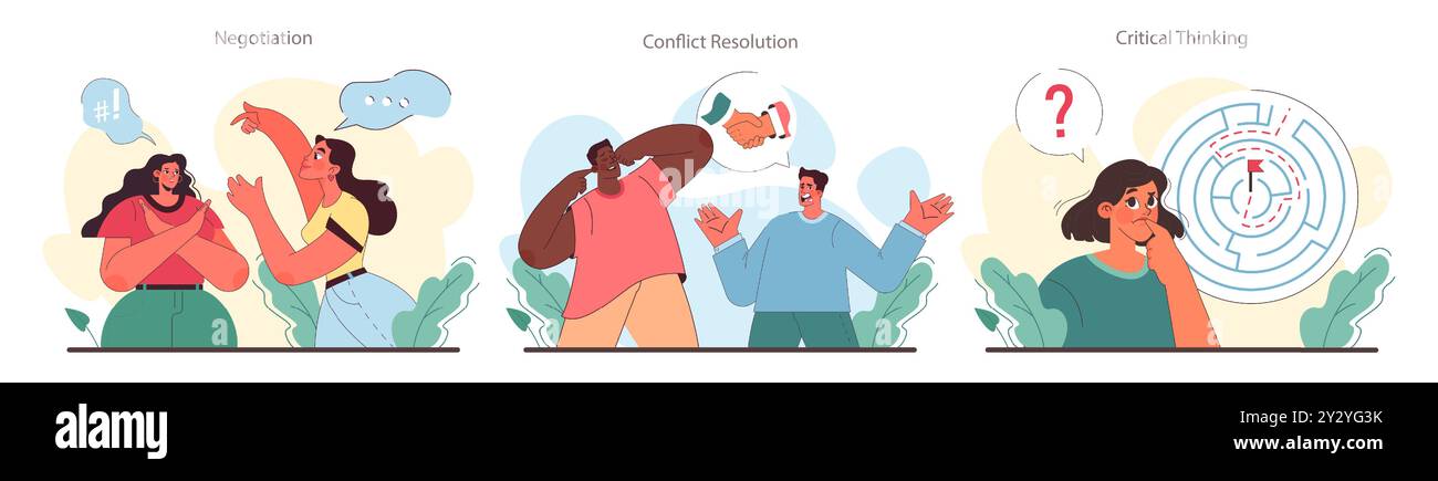 Soft skills set. Employees with communication and effective teamwork ...