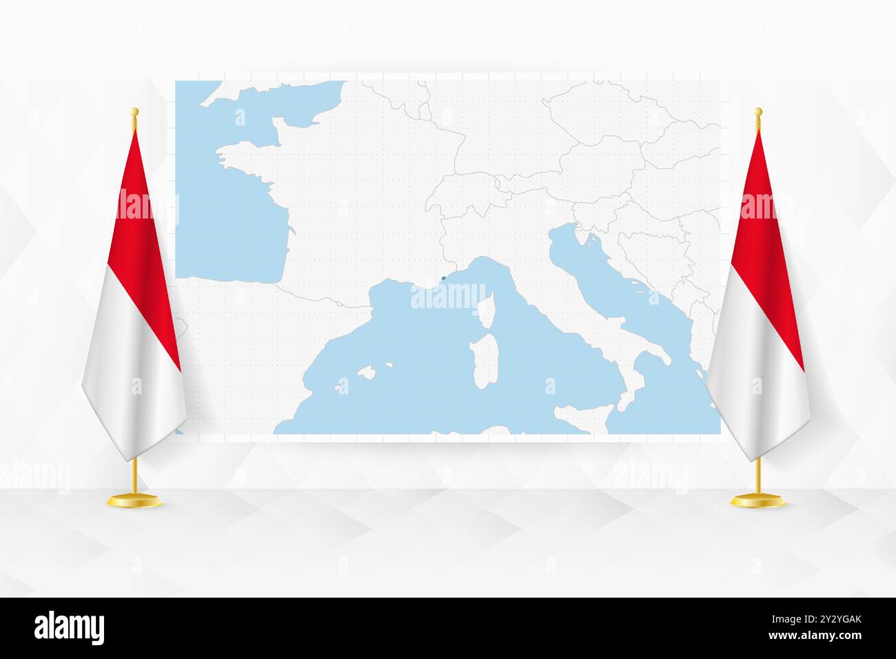 Map of Monaco and flags of Monaco on flag stand. Vector illustration for diplomacy meeting Stock ...