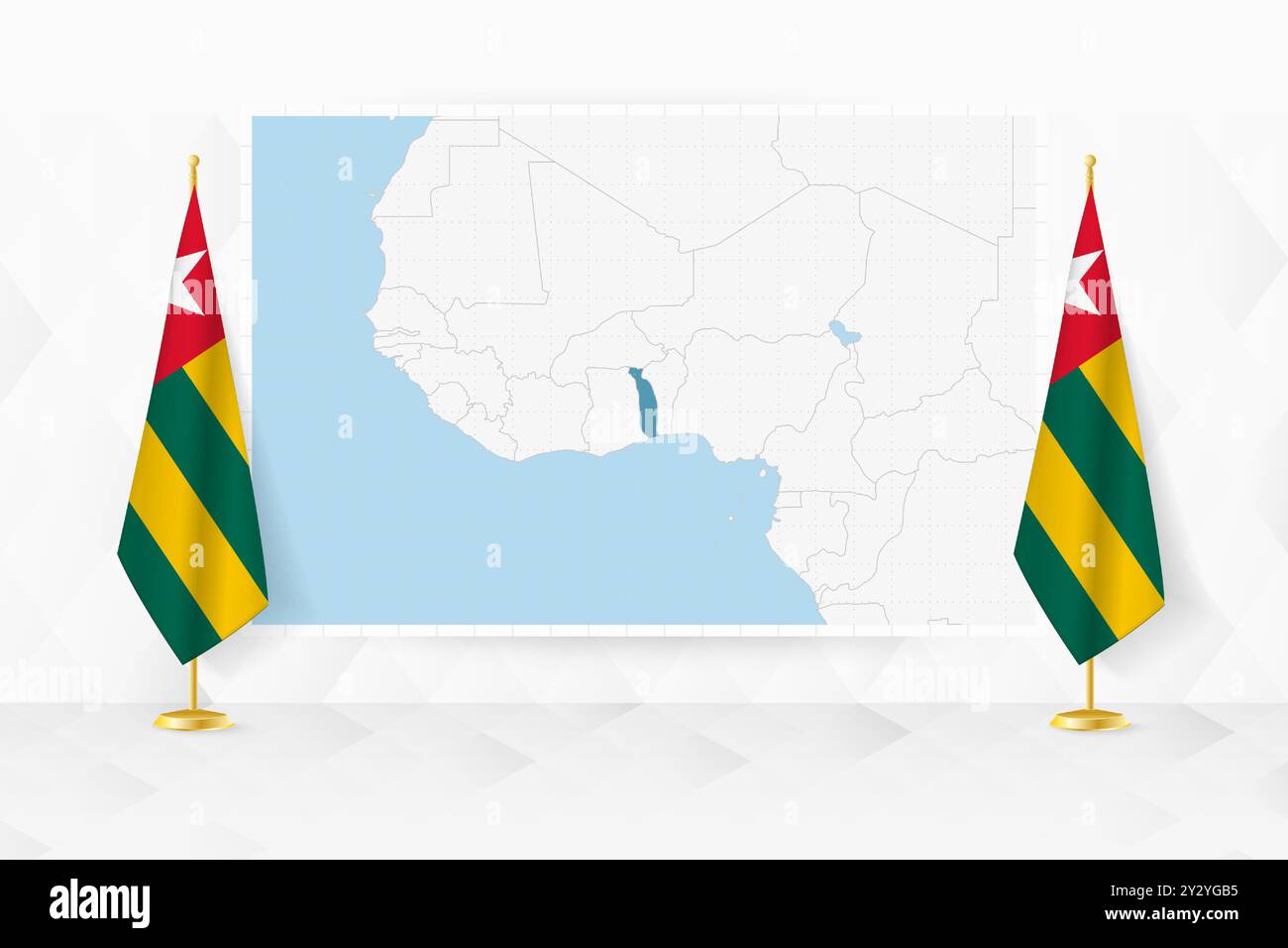 Map of Togo and flags of Togo on flag stand. Vector illustration for diplomacy meeting Stock ...