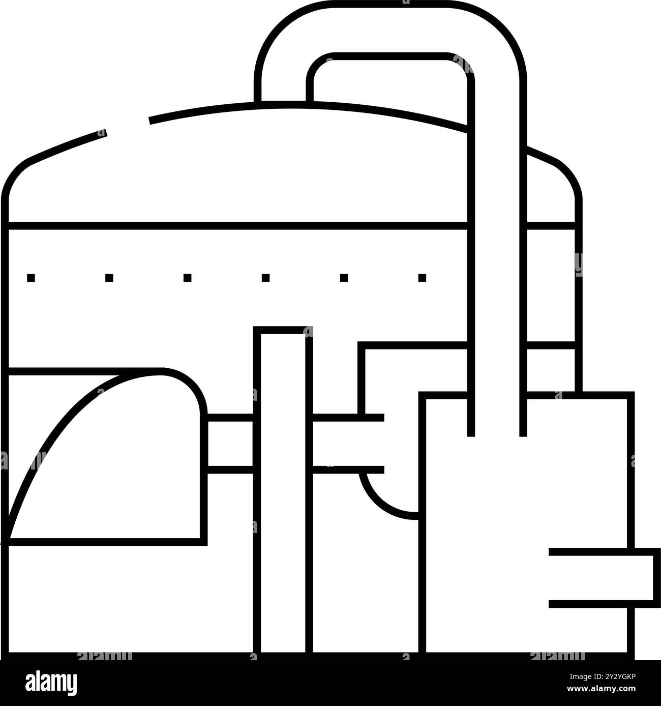 methane tank or biogas plant, digester or reactor line icon vector ...