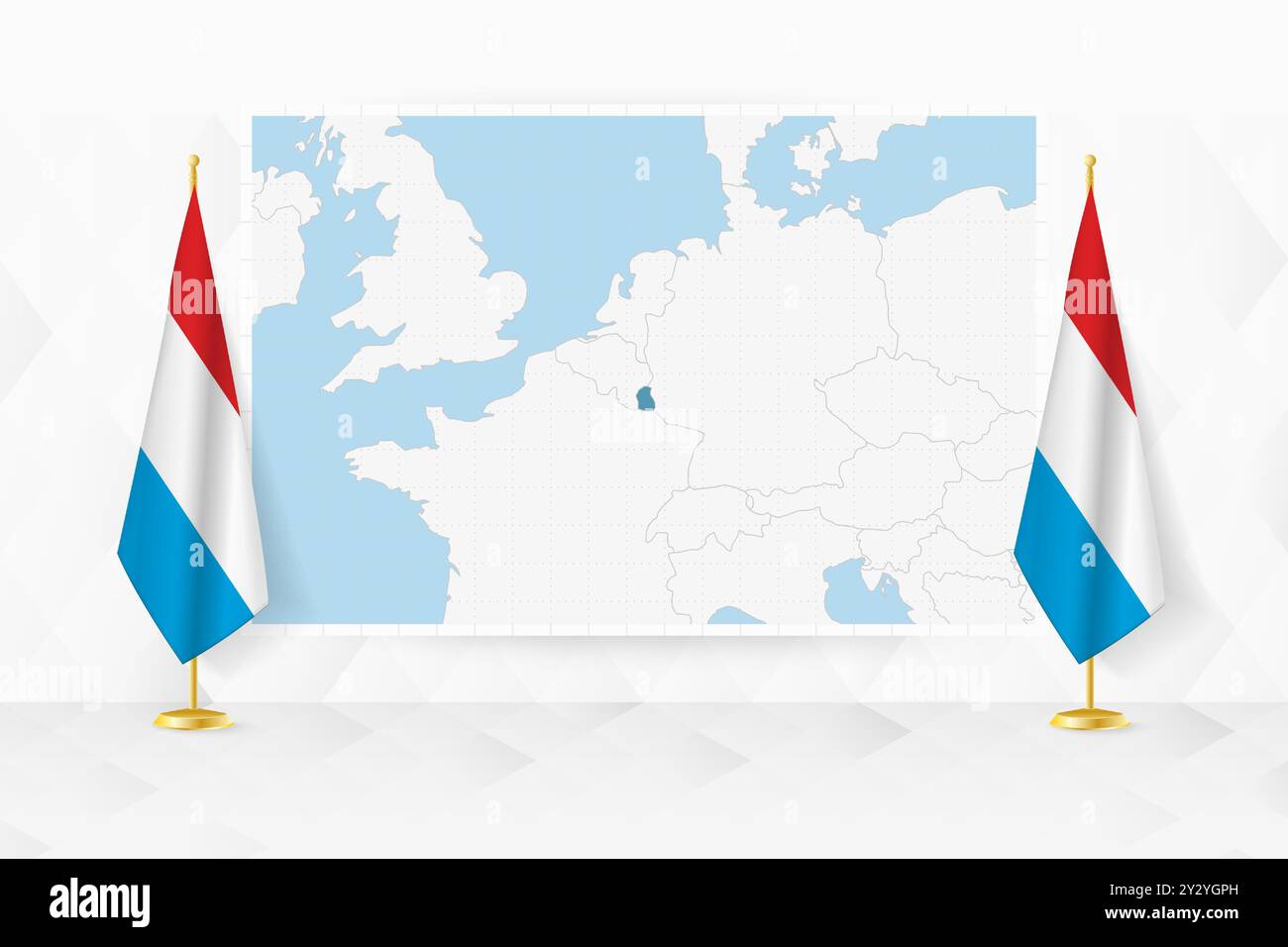 Map of Luxembourg and flags of Luxembourg on flag stand. Vector ...