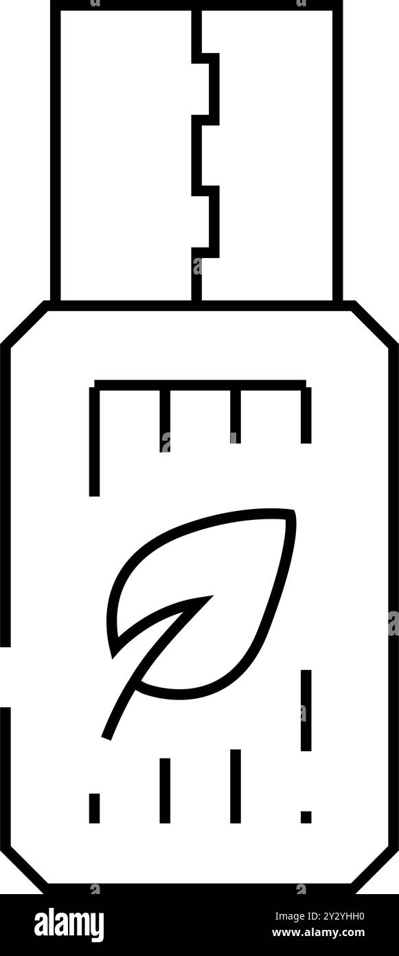 usb flash storage chia cryptocurrency line icon vector illustration ...