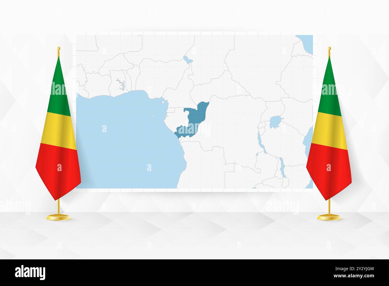 Map of Congo and flags of Congo on flag stand. Vector illustration for diplomacy meeting Stock ...