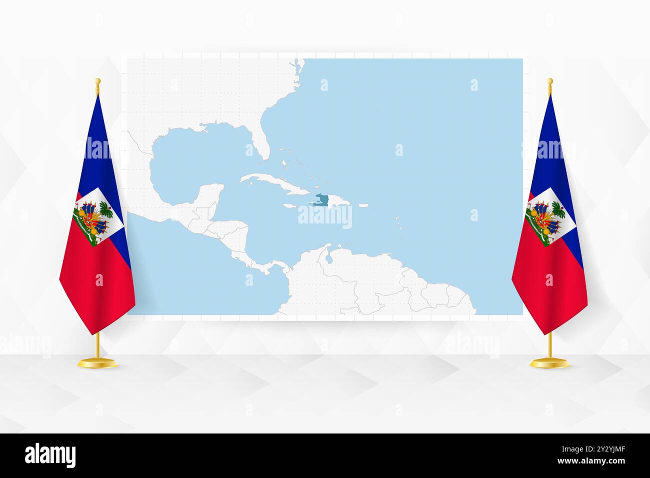 Map of Haiti and flags of Haiti on flag stand. Vector illustration for diplomacy meeting Stock ...
