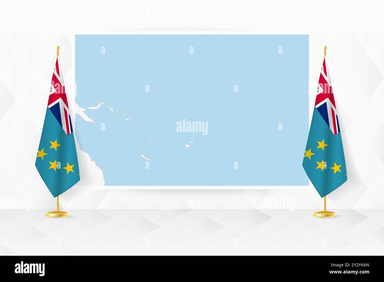 Map of Tuvalu and flags of Tuvalu on flag stand. Vector illustration for diplomacy meeting Stock ...