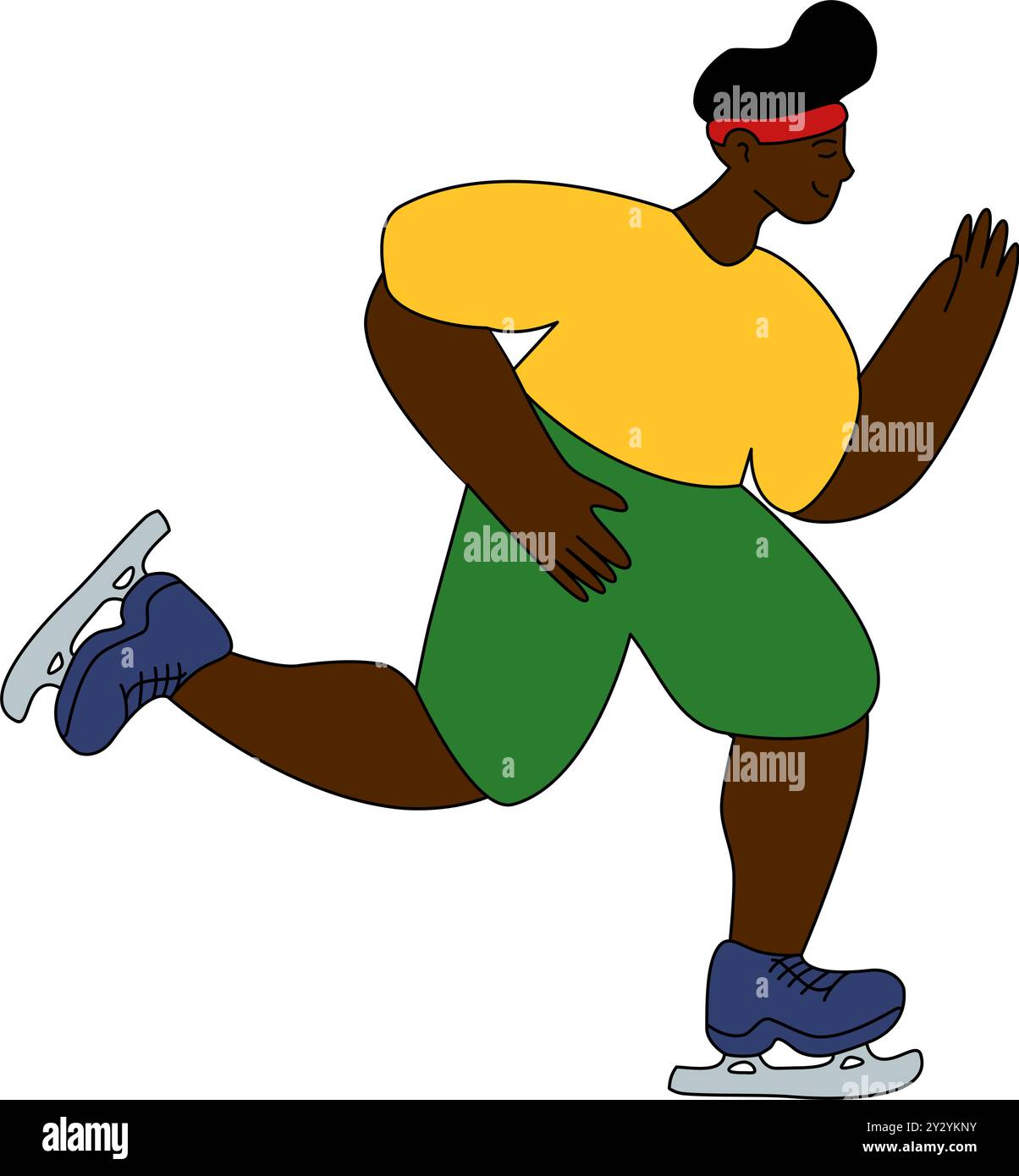Athlete speed skater on skates In flat technique vector illustration ...