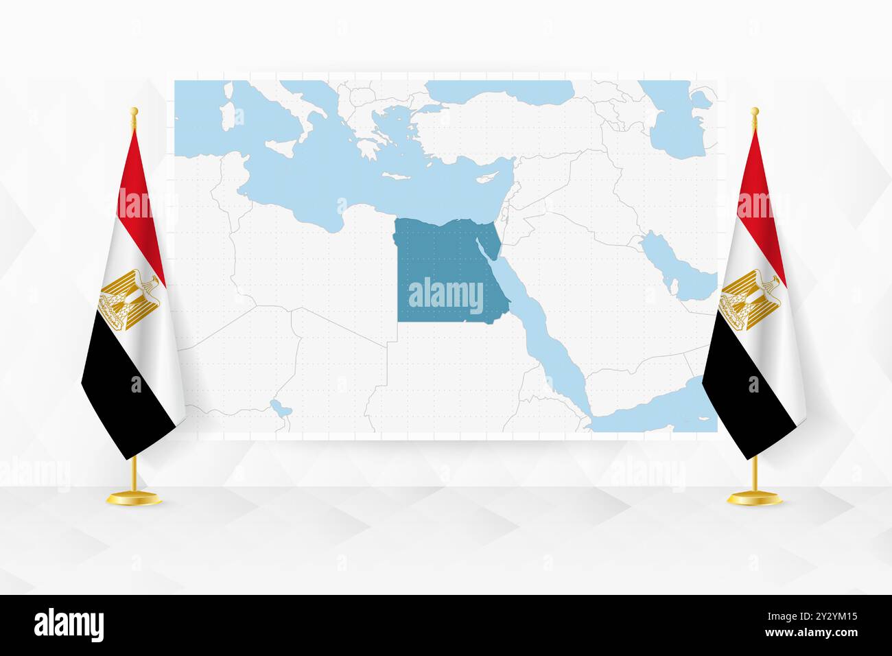Map of Egypt and flags of Egypt on flag stand. Vector illustration for ...