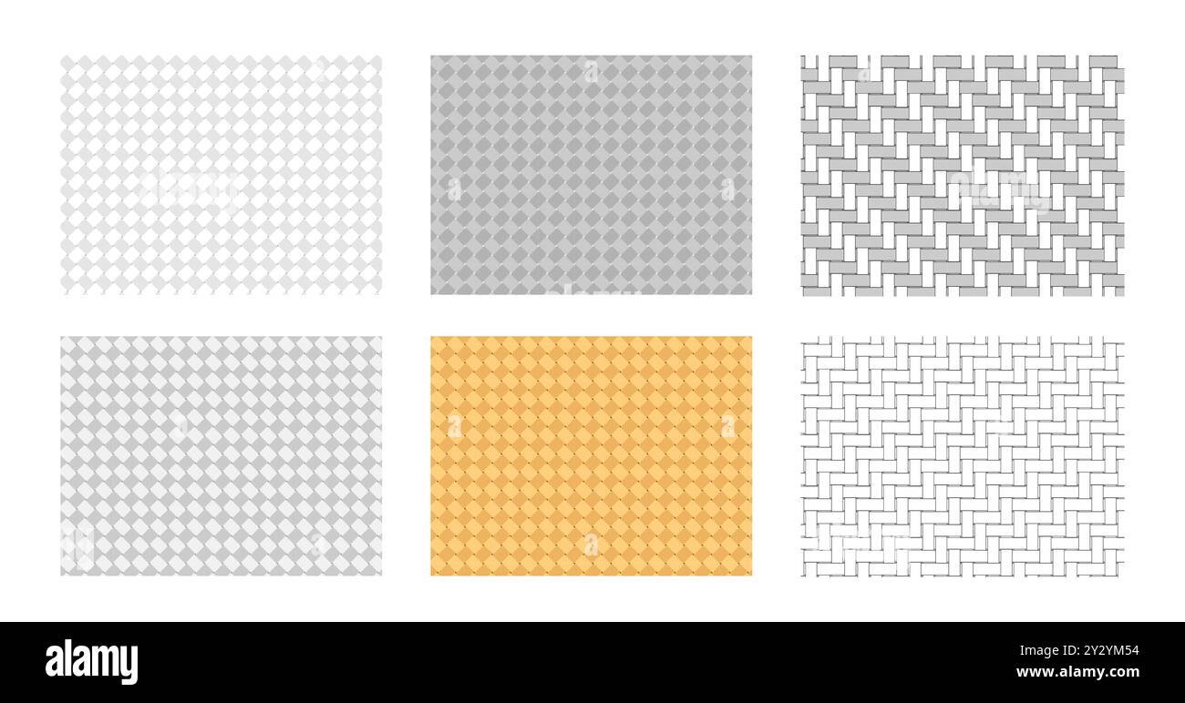 Set of bamboo weaving and herringbone pattern broken twill weave ...