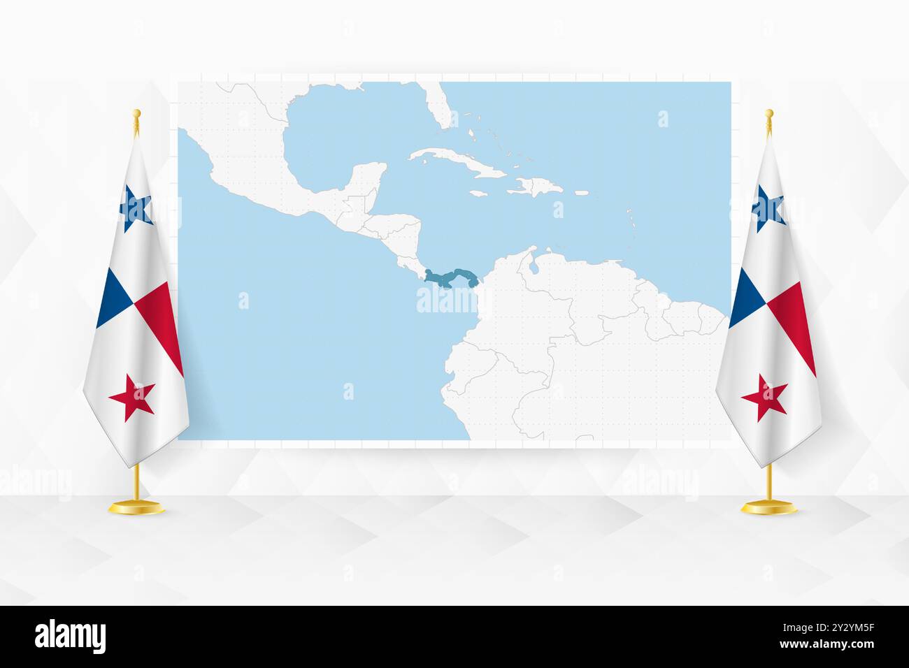 Map of Panama and flags of Panama on flag stand. Vector illustration ...
