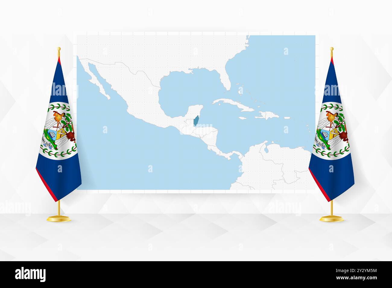 Map of Belize and flags of Belize on flag stand. Vector illustration for diplomacy meeting Stock ...