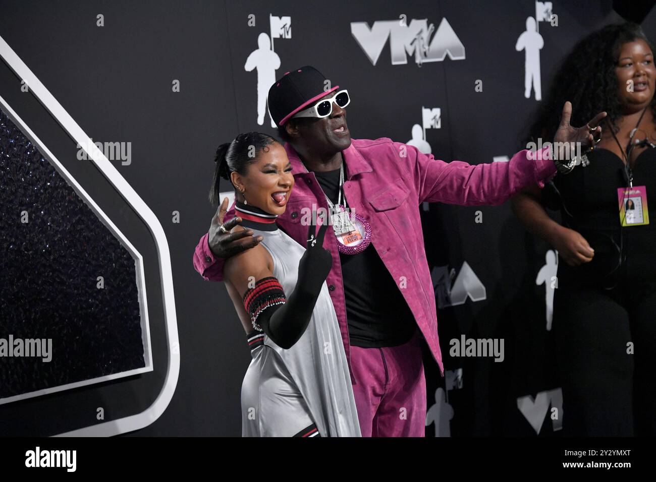 Jordan Chiles, left, and Flava Flav arrive at the MTV Video Music ...