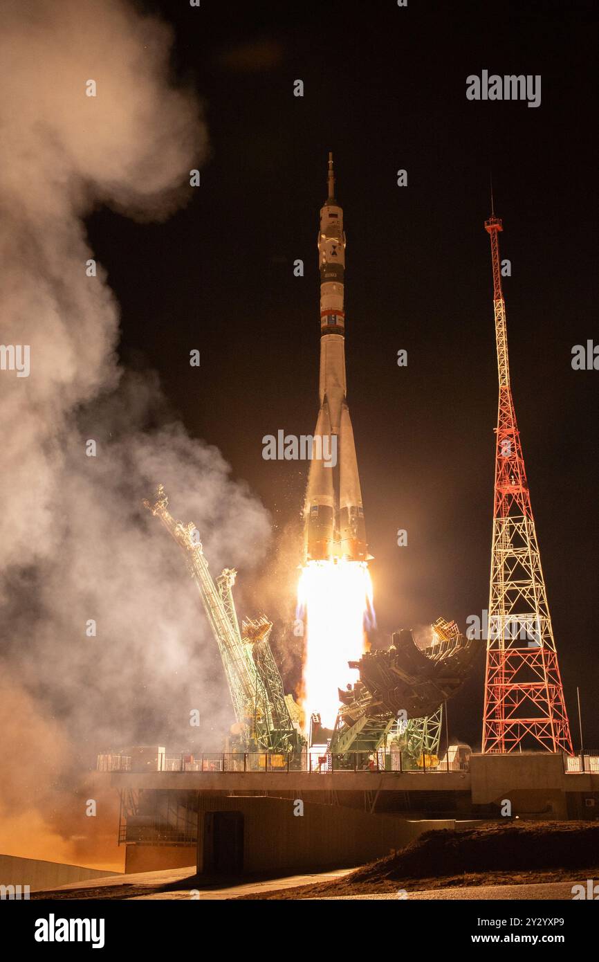 Baikonur, Kazakhstan. 11th Sep, 2024. The Soyuz rocket launches to the ...
