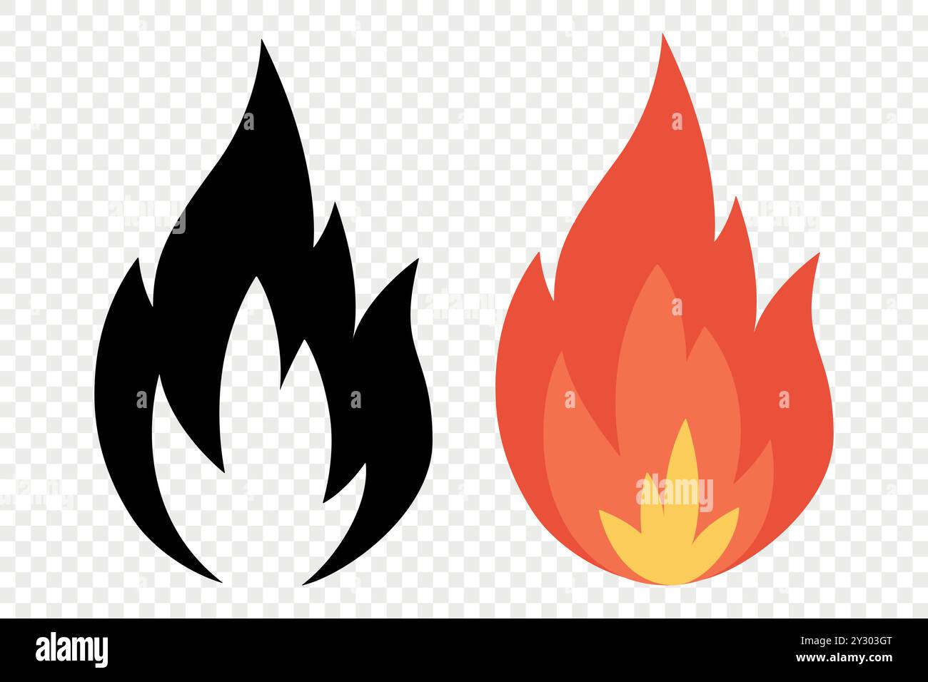 Vector Fire Flame Icon Set. Isolated Campfire, Bonfire, Flame Sign ...
