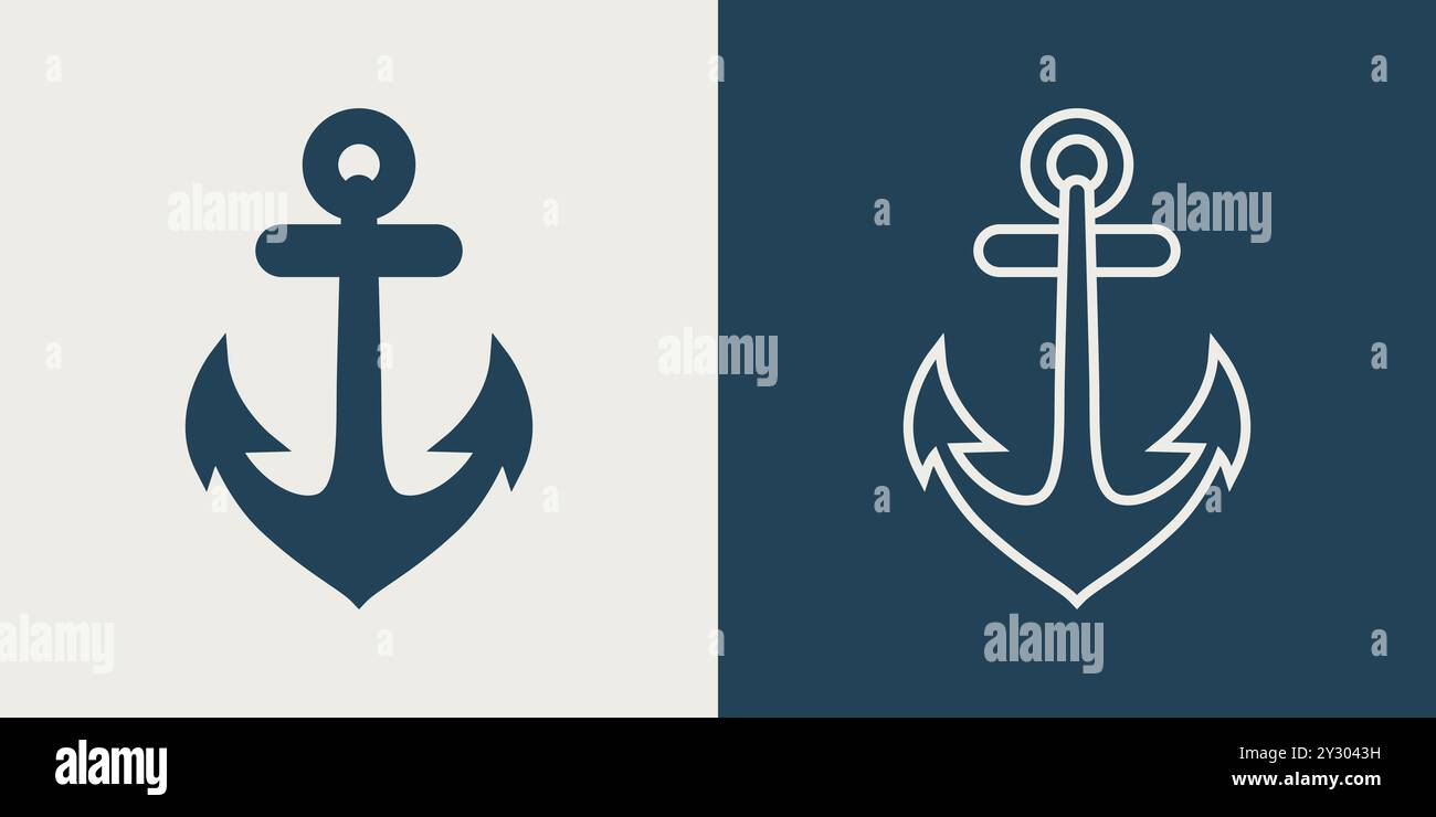 Flat Vector Anchors. Anchor Silhouette Icons. Marine Anchor Design Template. Vector Illustration ...