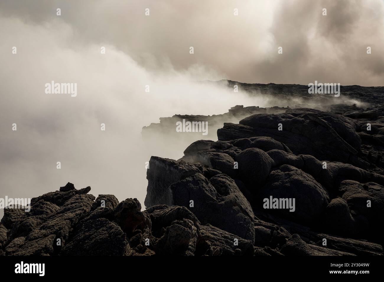 Solified lava from Erta Ale volcano in Danakil Depression desert in ...