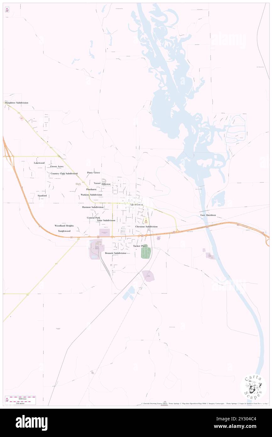 Map of aberdeen mississippi Cut Out Stock Images & Pictures - Alamy