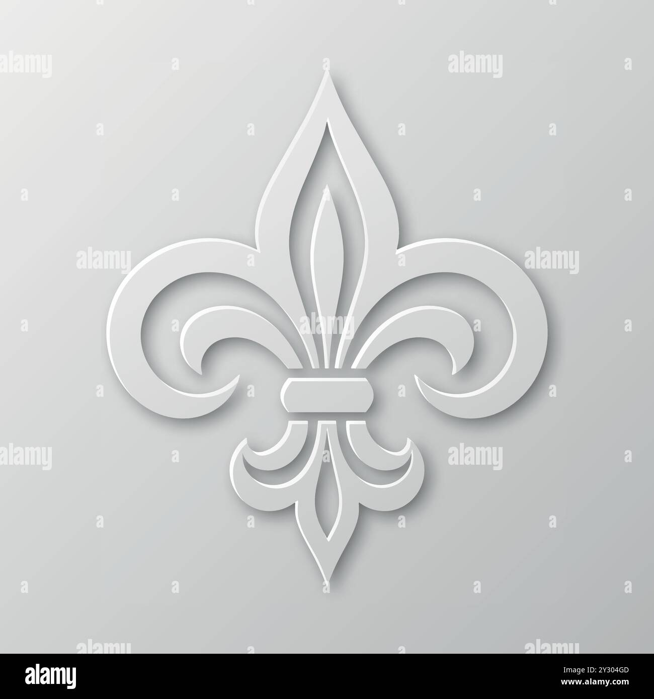 Vector Realistic Paper 3d Fleur De Lis Closeup on White Background ...