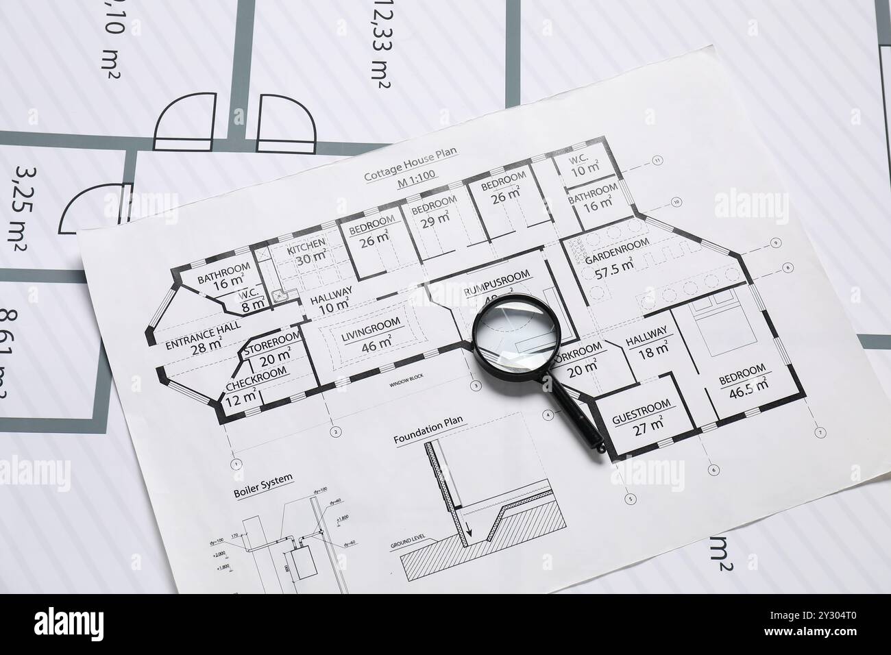 Construction drawings magnifying glass hi-res stock photography and ...