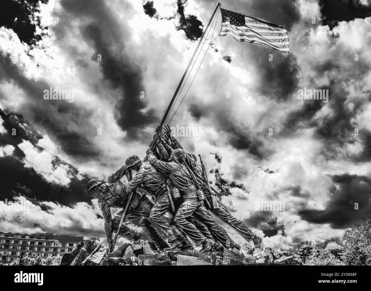 Black and White The Marine Corps War Memorial Arlington Virginia ...