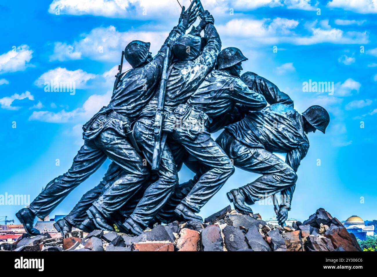 The Marine Corps War Memorial Close Washington DC. Memorial shows the ...