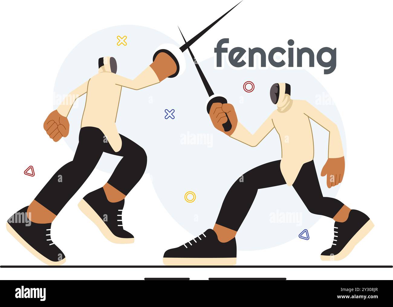 Fencing Player Sport Vector Illustration featuring a Fencer Competing ...