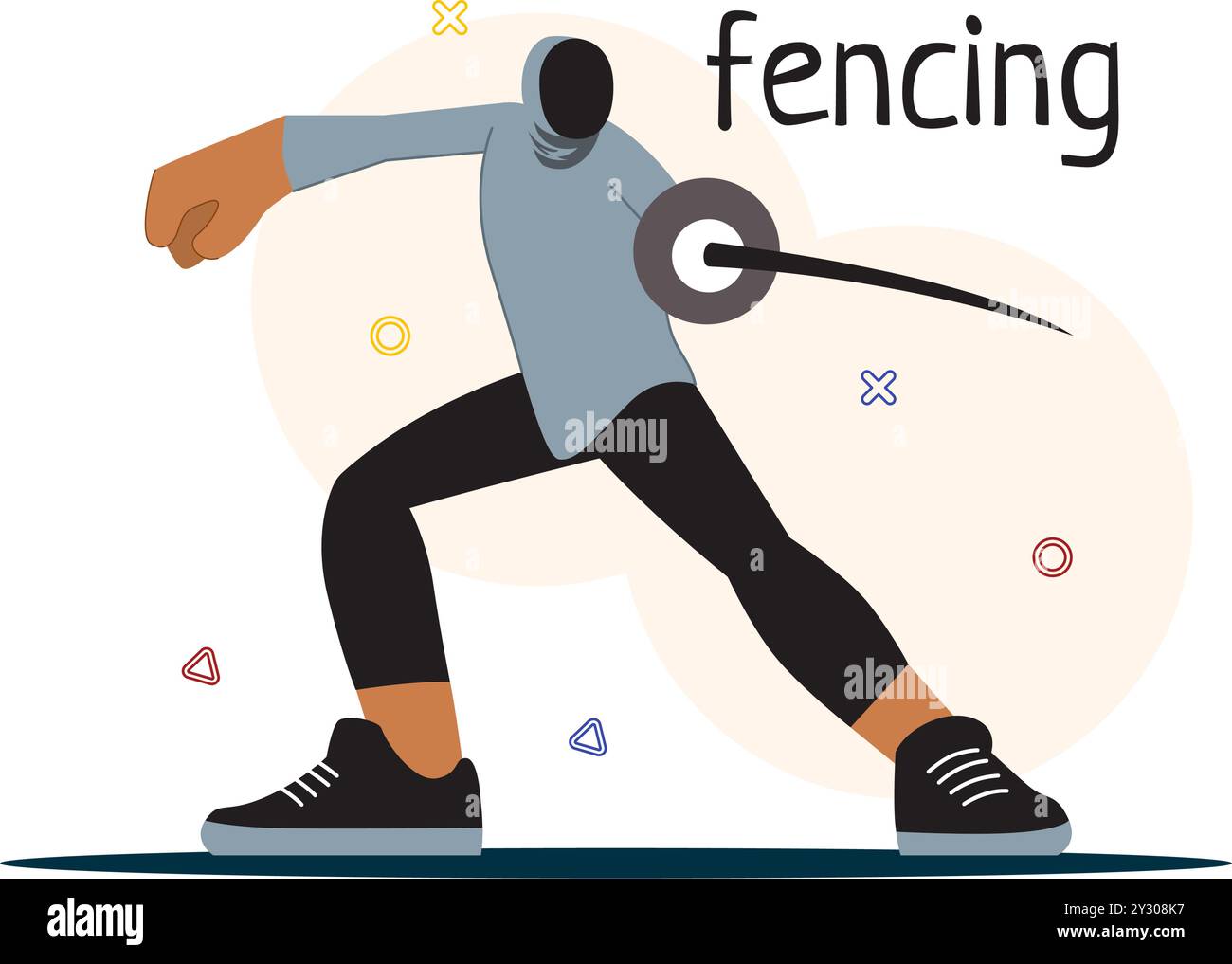 Fencing Player Sport Vector Illustration featuring a Fencer Competing ...