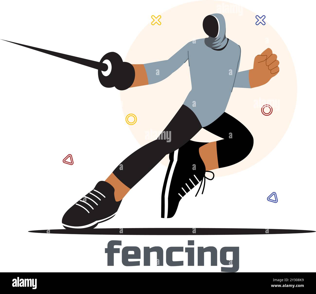 Fencing Player Sport Vector Illustration featuring a Fencer Competing ...