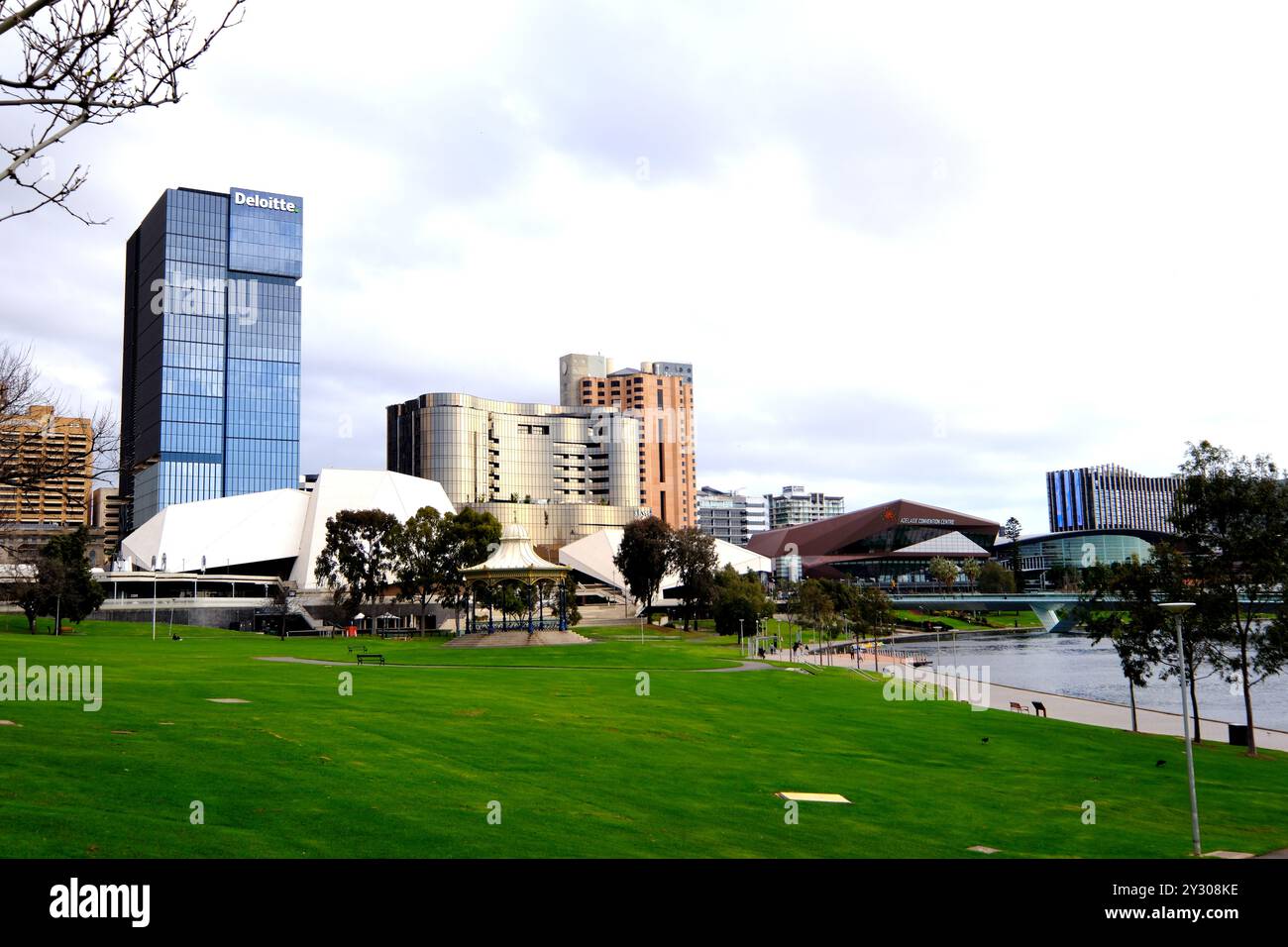 Elder Park in Adelaide Australia with the Festival Theatre and Adelaide ...