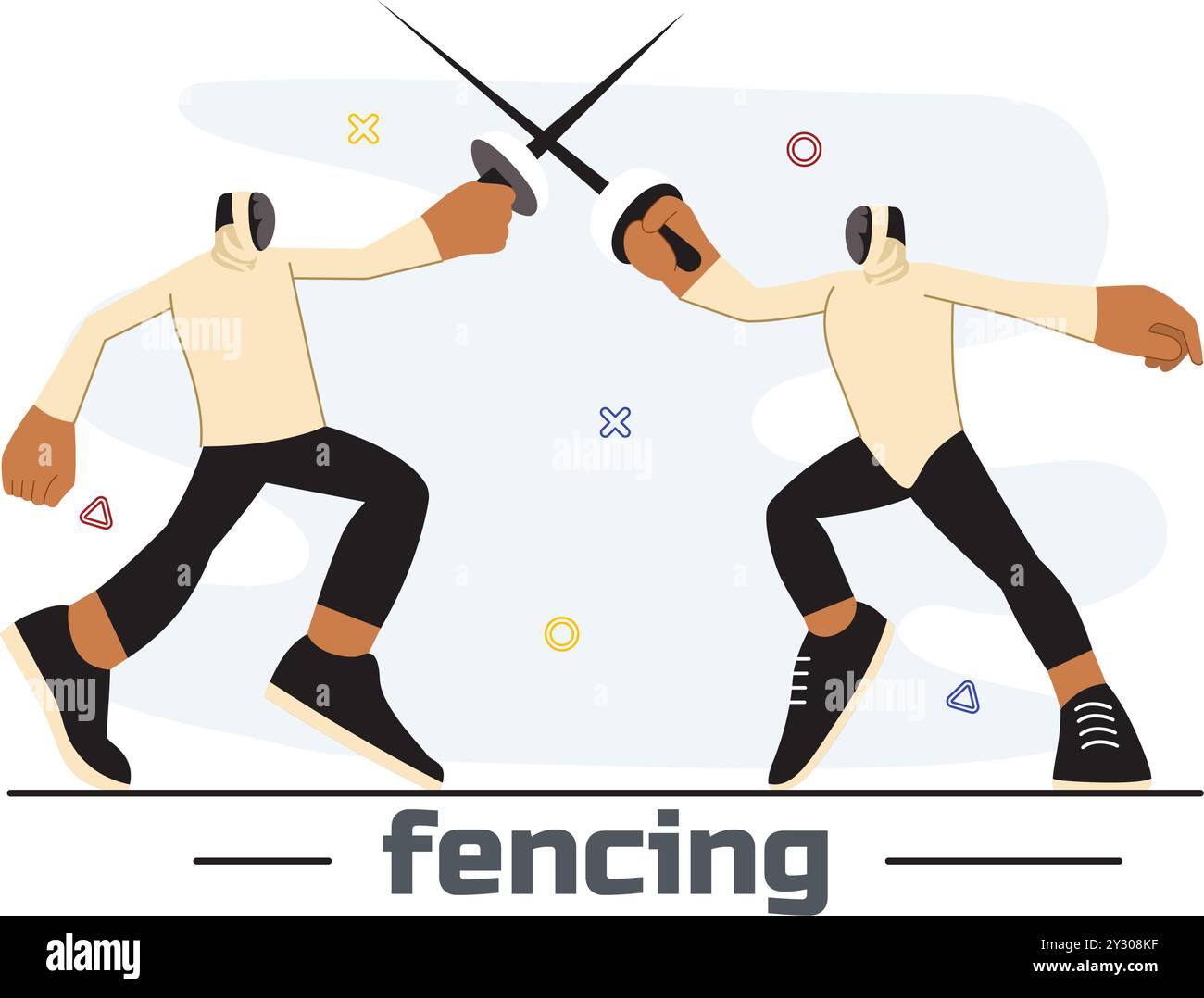 Fencing Player Sport Vector Illustration featuring a Fencer Competing ...