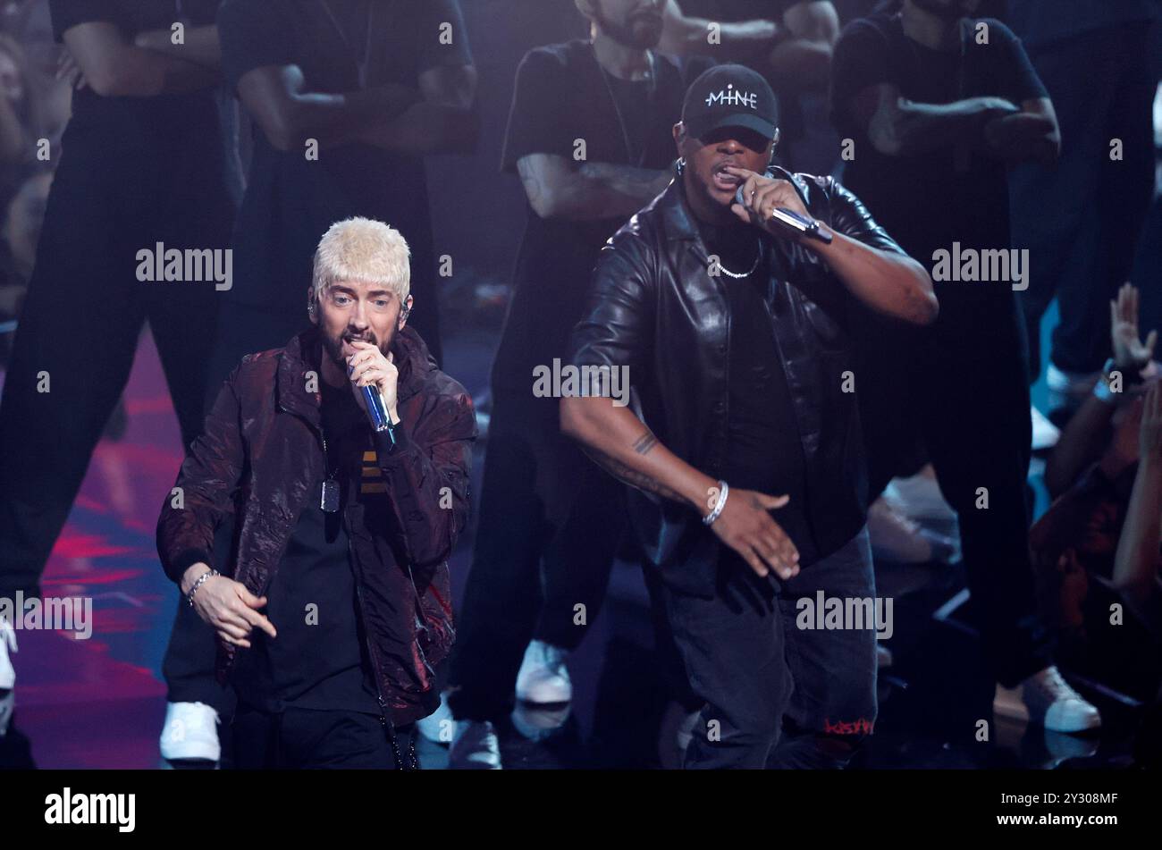 Elmont, United States. 11th Sep, 2024. Eminem performs on stage during ...
