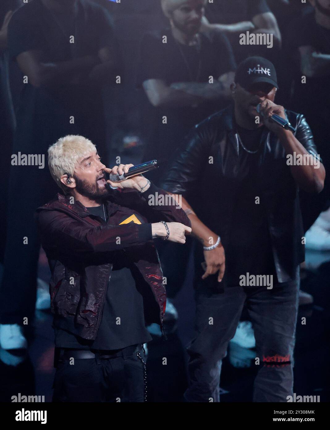 Elmont, United States. 11th Sep, 2024. Eminem performs on stage during ...
