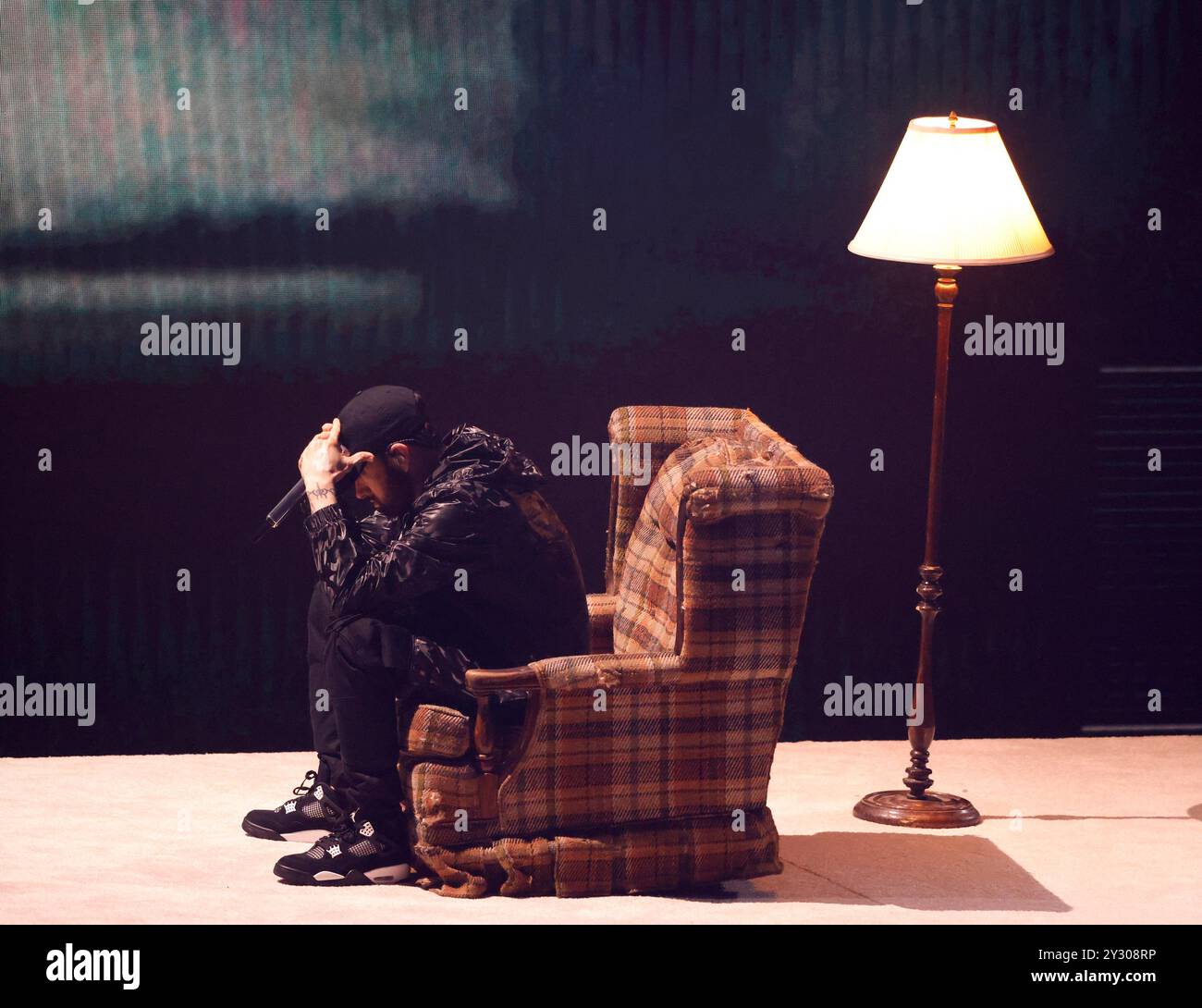 Elmont, United States. 11th Sep, 2024. Eminem performs on stage during ...