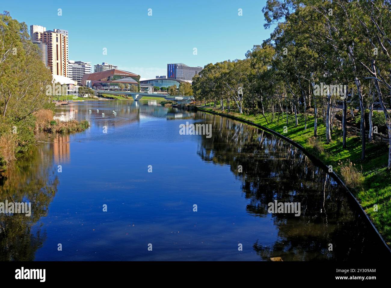 The Torrens River in Adelaide Australia with the Adelaide Convention ...