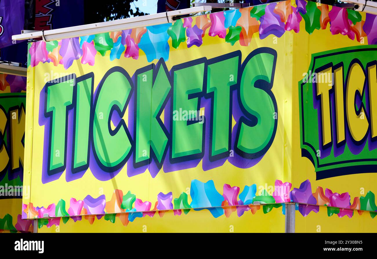 Ticket Booth Sign at a Carnival Stock Photo - Alamy