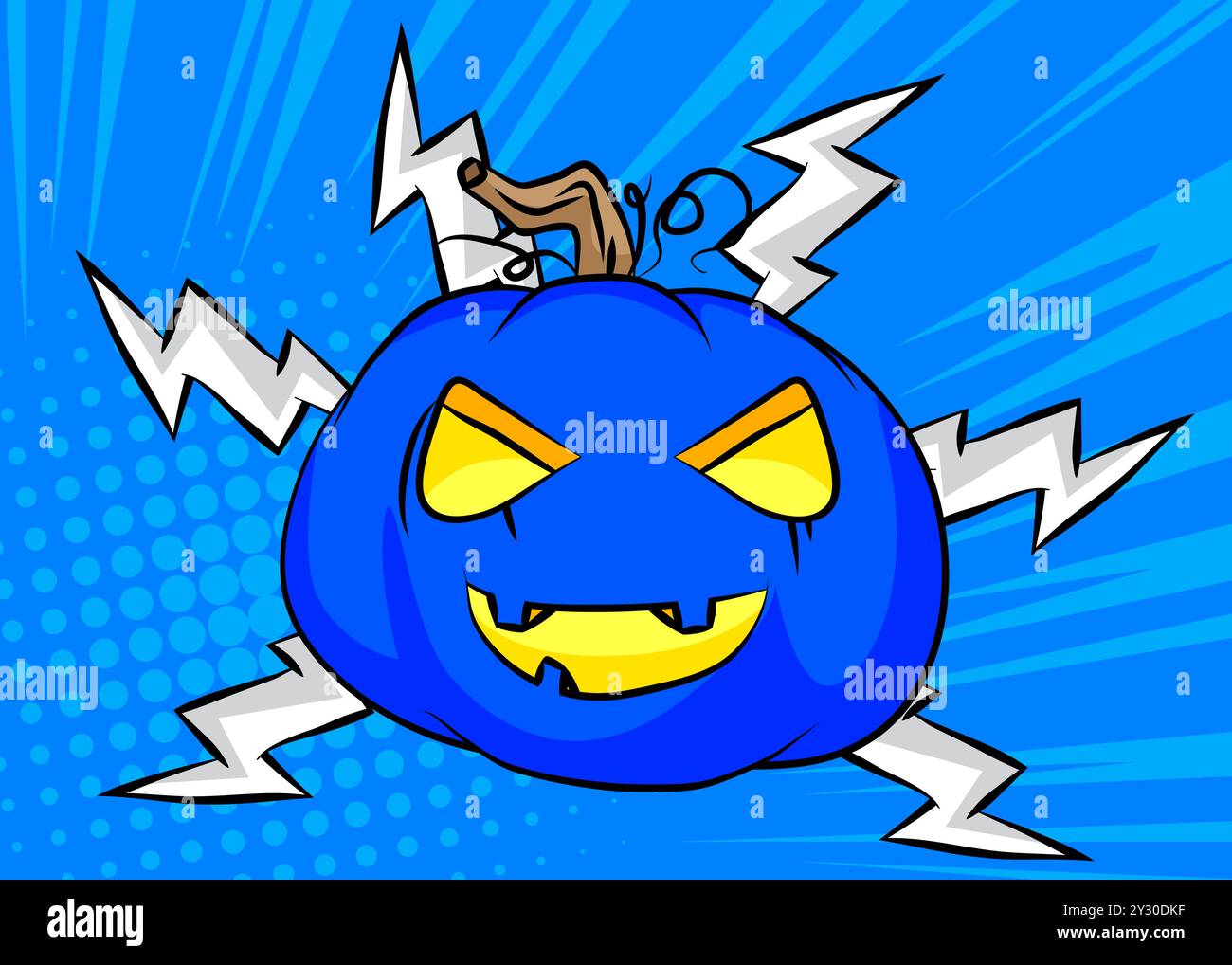 Cartoon Jack O' Lantern, comic book Halloween Pumpkin. Retro vector ...